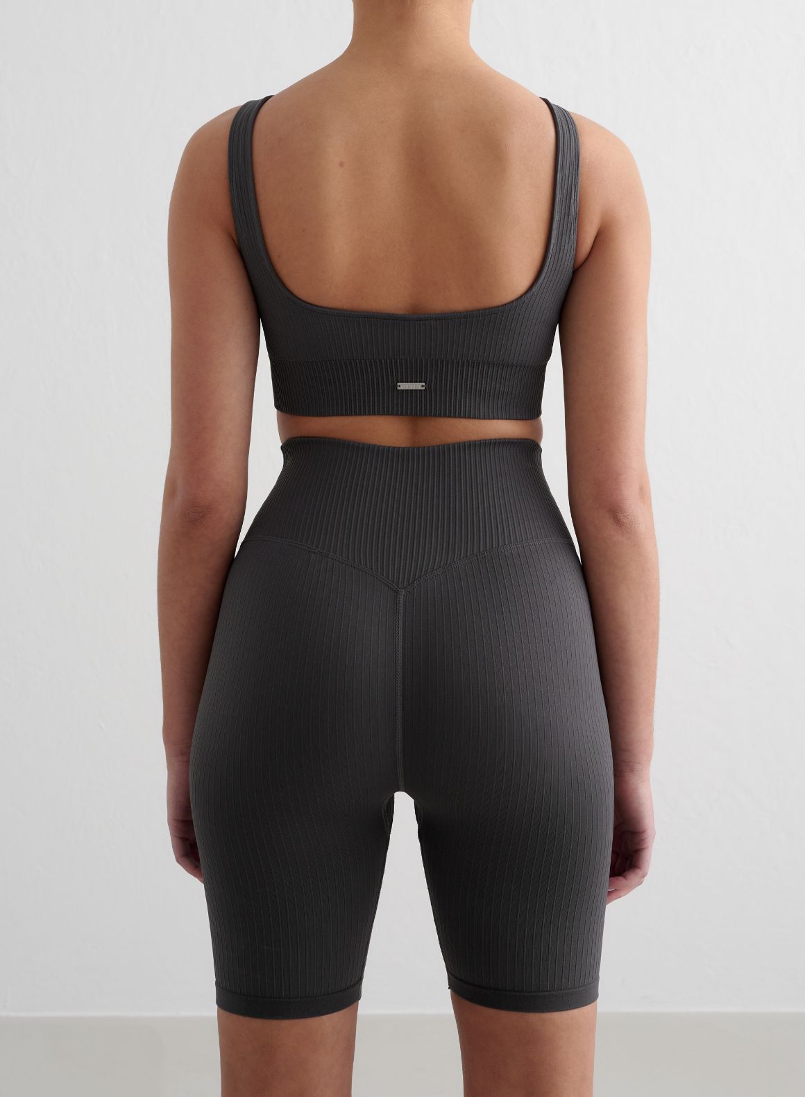Shadow Grey Ribbed Seamless Biker Shorts – AIM'N AU