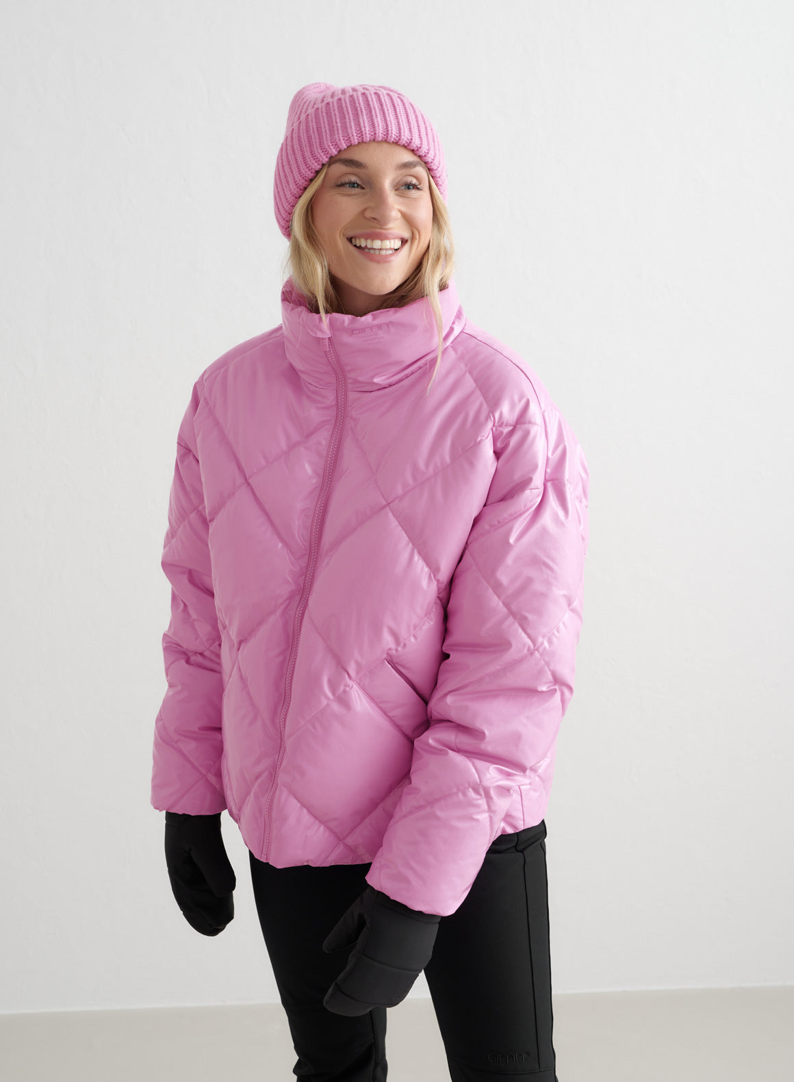 Peony Pink Diamond Quilt Puffer Jacket – AIM'N AU