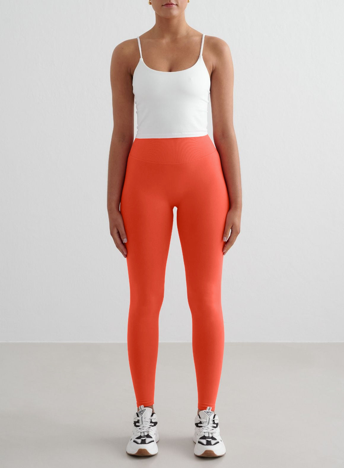 Tangerine Shape Seamless Tights & White Strap Singlet Set – AIM'N AU