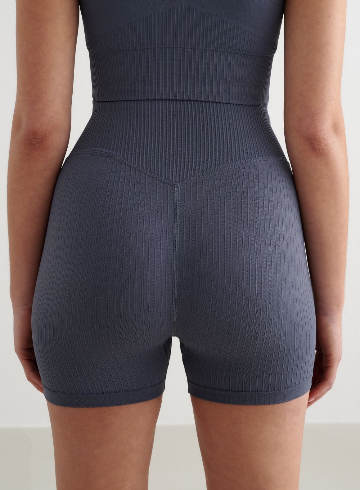 Storm Blue Ribbed Seamless Midi Biker Shorts – AIM'N AU